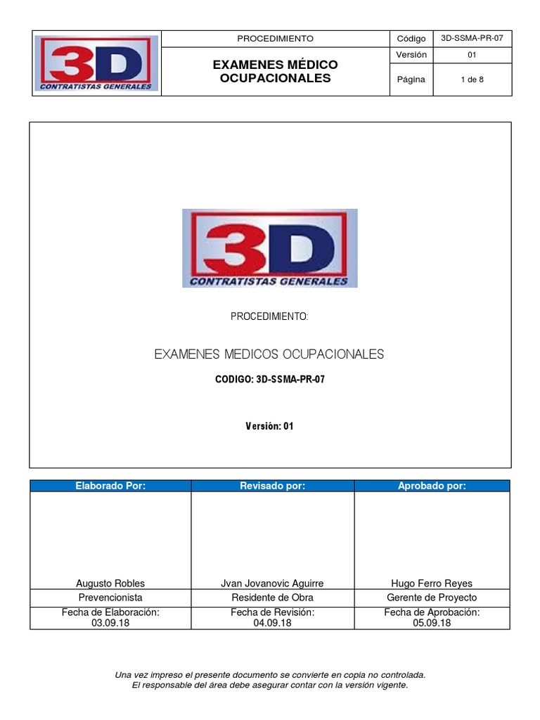 Procedimiento Emo | PDF | Gestión de recursos humanos | Medicina