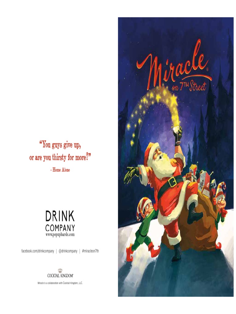 Miracle On 7th ST Cocktail Menu | PDF | Drink | Distilled Drinks