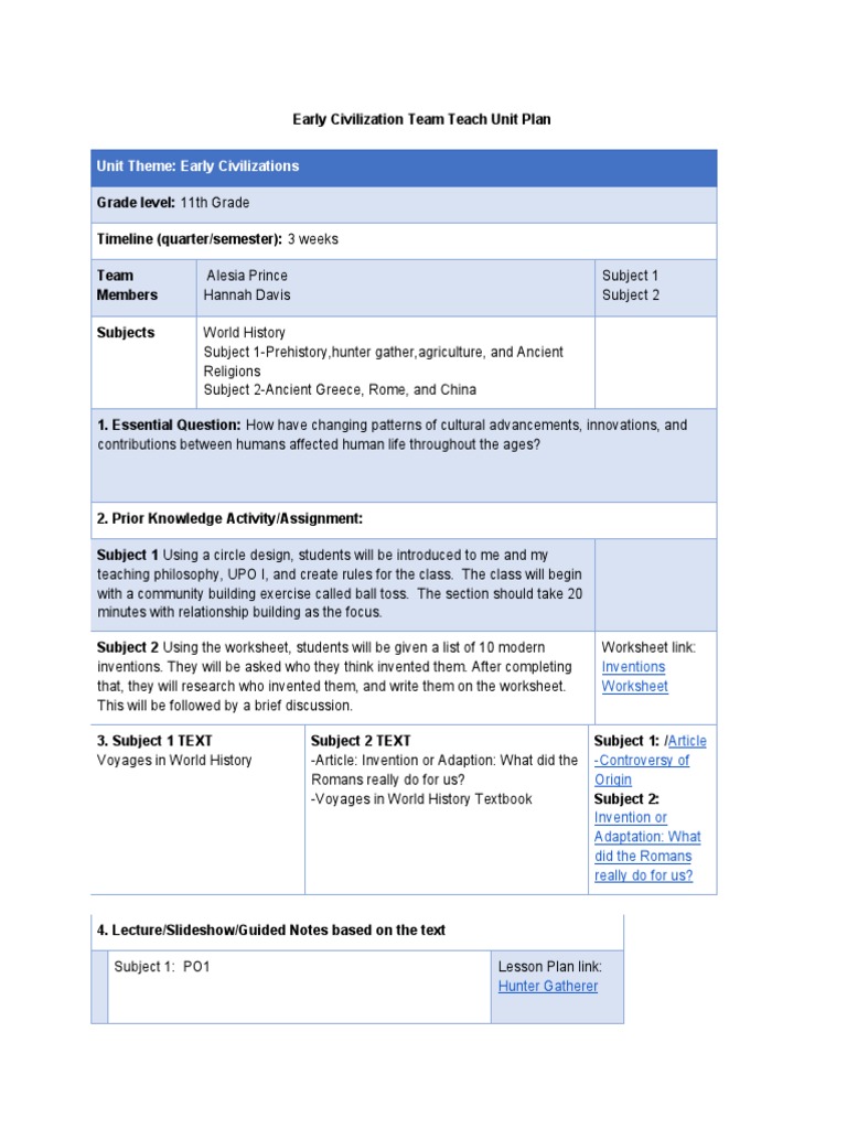 Unit Theme: Early Civilizations: Inventions Worksheet | Download Free ...