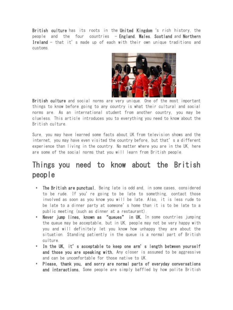 British Culture | PDF | British Cuisine | Clothing
