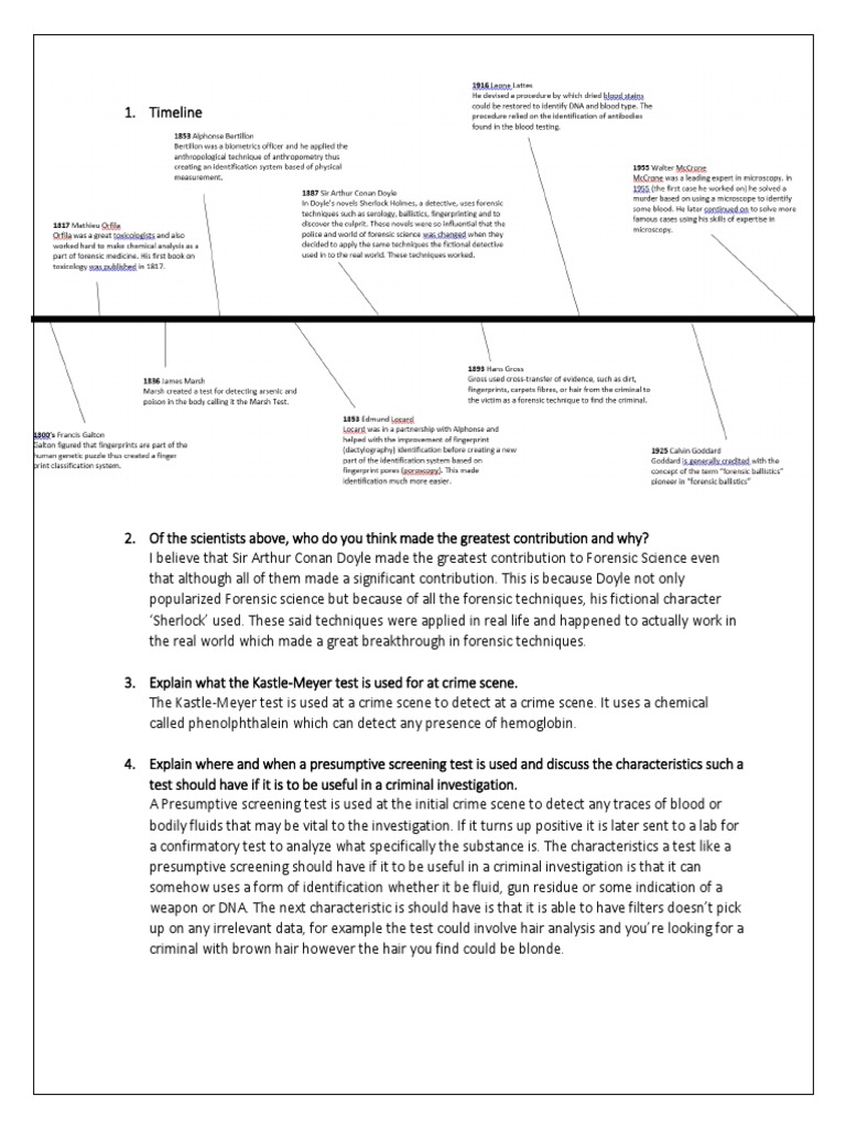 BChou21 History of Forensics Worksheet | PDF | Forensic Science | Crime ...