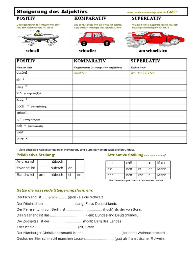 Steigerung Der Adjektive - ÜBUNG