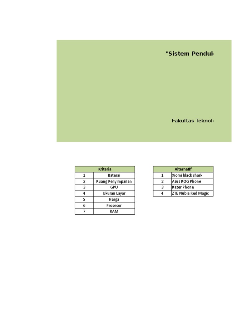 Perhitungan DSS Dengan Excel | PDF