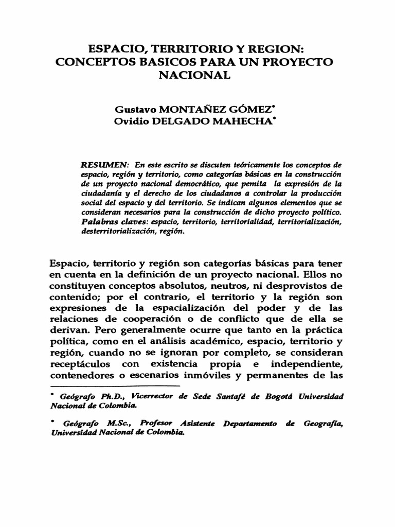 Espacio y Territorio en Proyectos Nacionales | PDF | Geografía | Estado ...