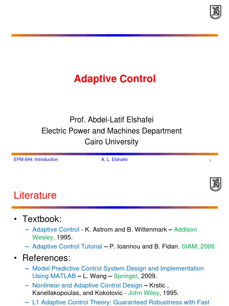 Introduction to Adaptive Control | PDF | Control Theory | Applied ...