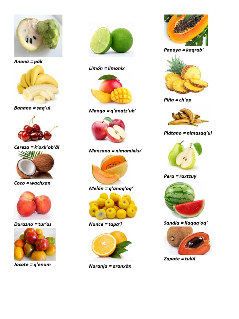 Frutas en Kaqchiquel | PDF