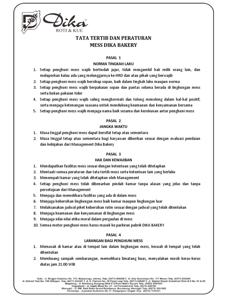 Peraturan Mess | PDF