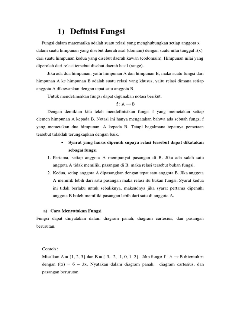 Definisi Fungsi, Grafik Fungsi, Domain Dan Range | PDF