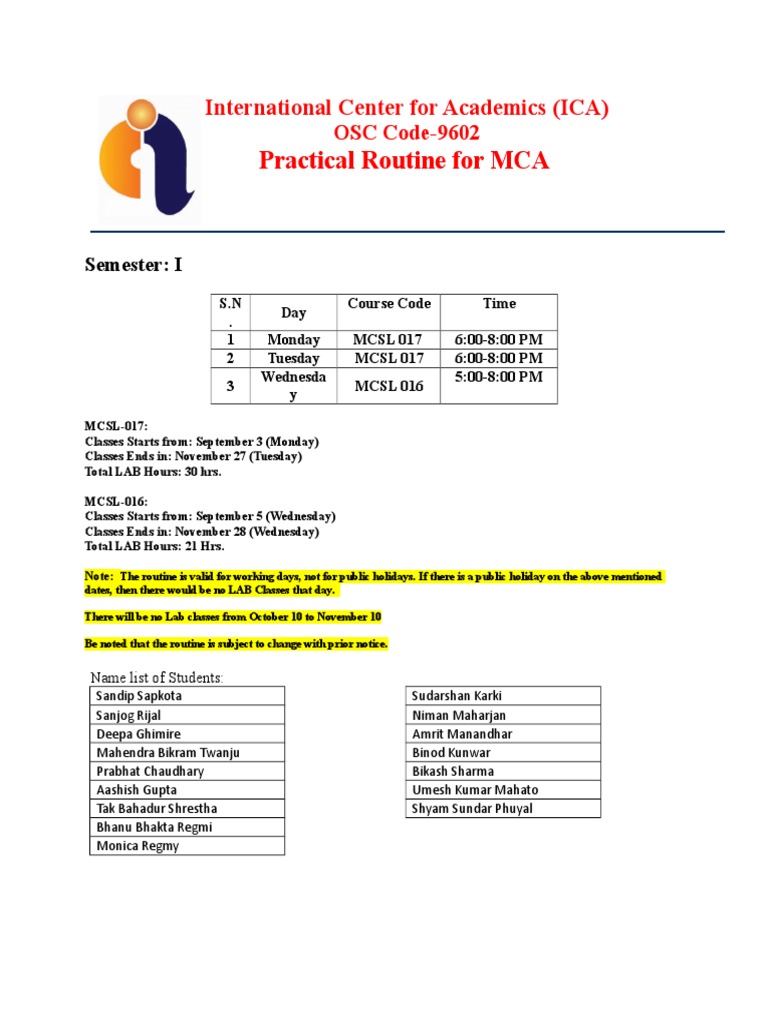MCA 1st Sem | PDF | Schools | Educational Institutions