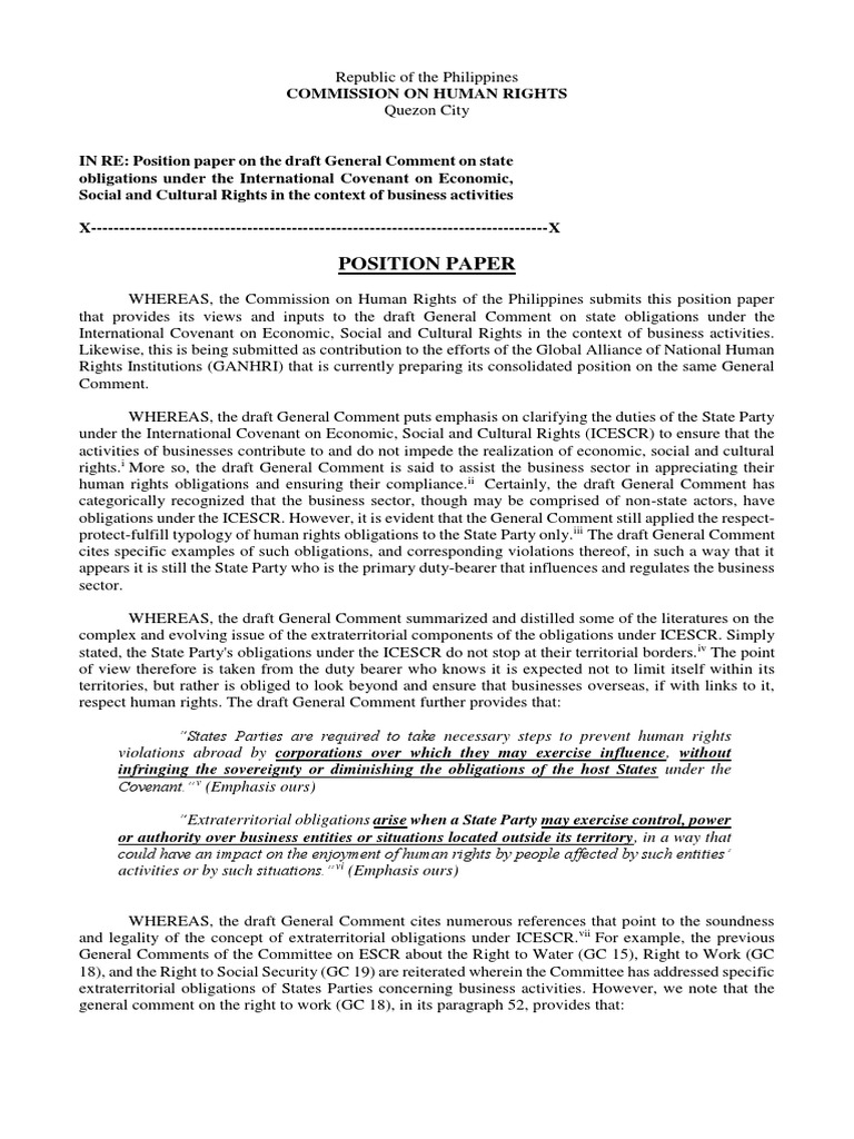 Position Paper: Infringing The Sovereignty or Diminishing The ...