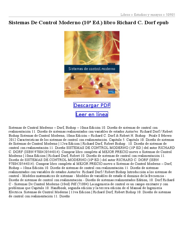 Sistemas de Control Moderno (10 Ed) | PDF