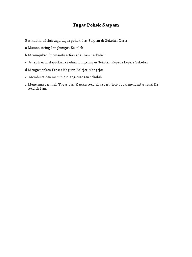 Tugas Pokok Satpam Sekolah | pokokgempi