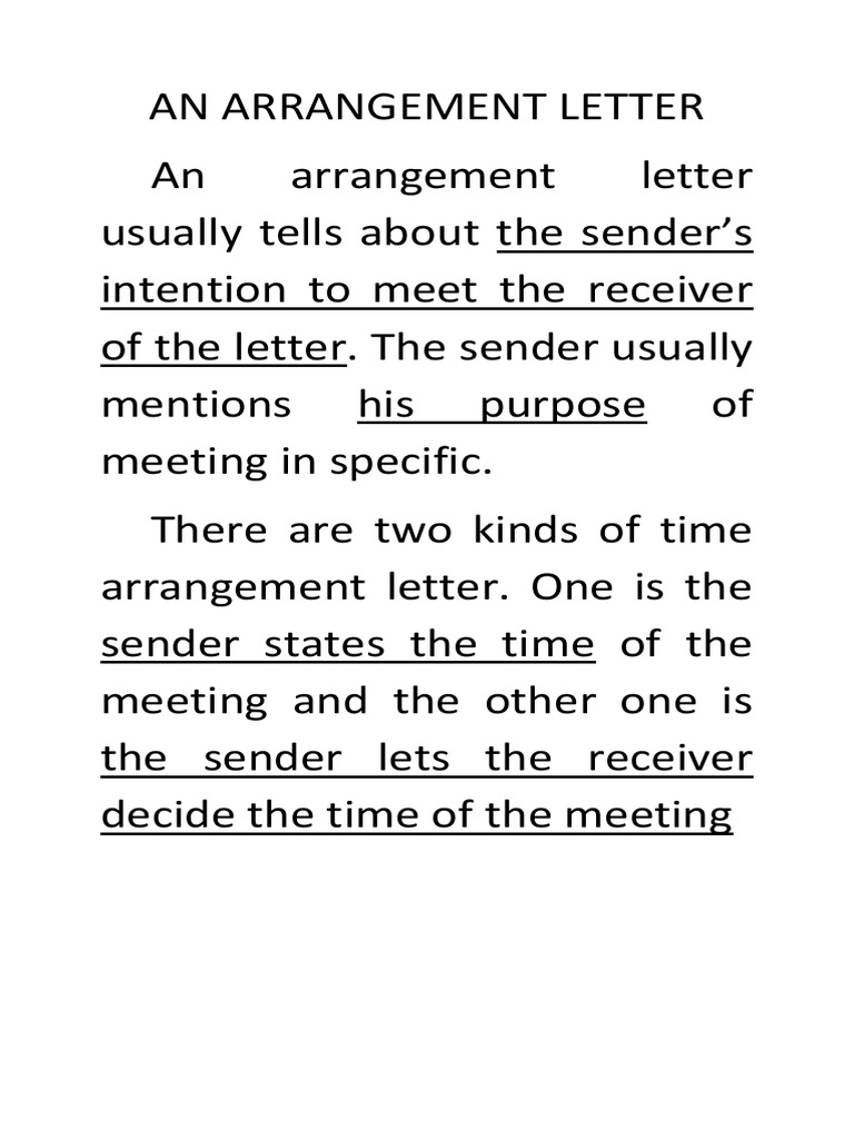 Arrangement Letter | PDF