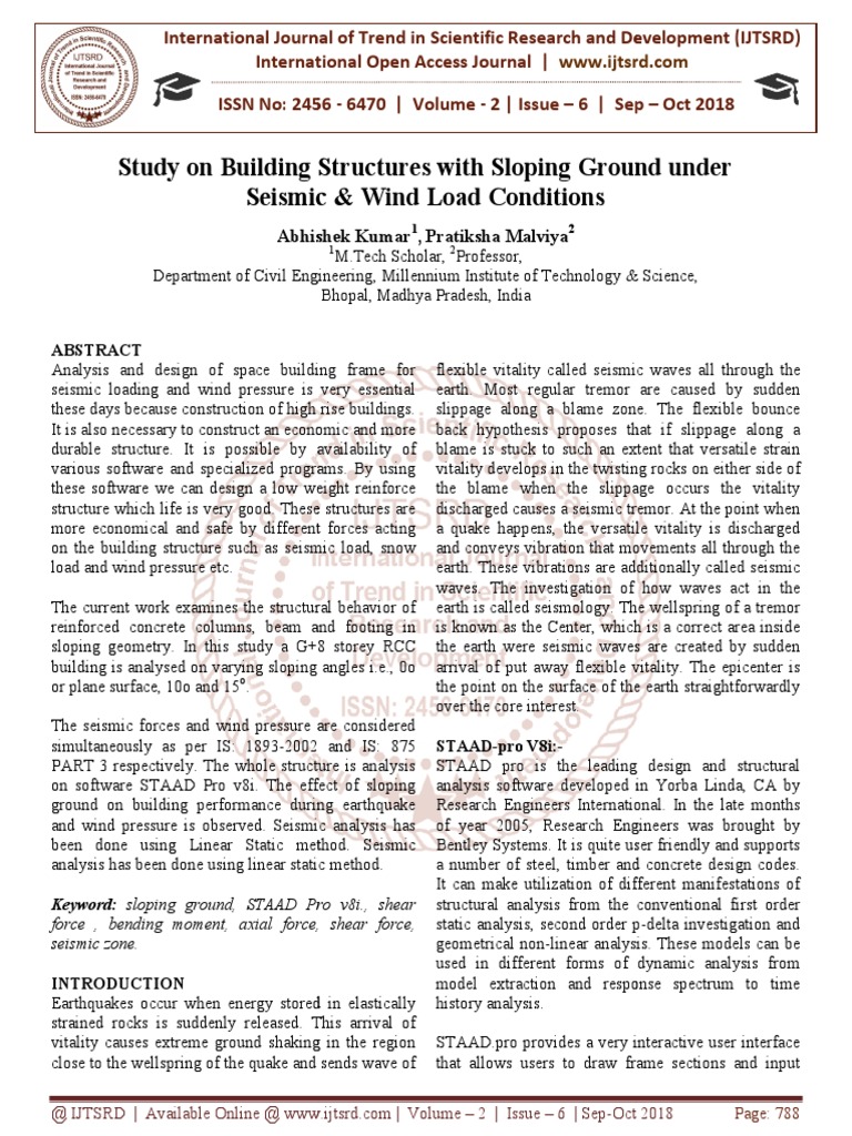 Study On Building Structures With Sloping Ground Under Seismic and Wind Load Conditions | PDF ...