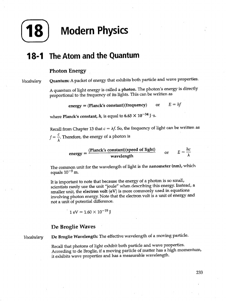 Chapter 18 Modern Physics Problem Solving Exercises PDF | PDF