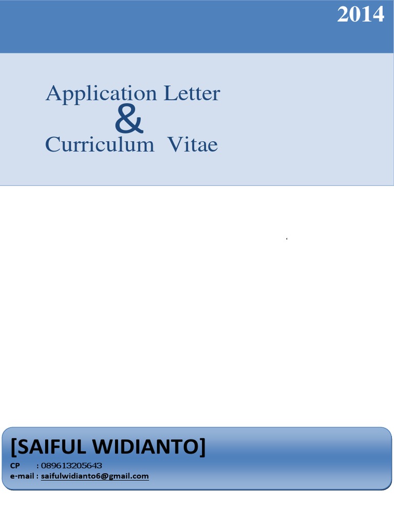 Application Letter Curriculum Vitae: (Saiful Widianto) | PDF