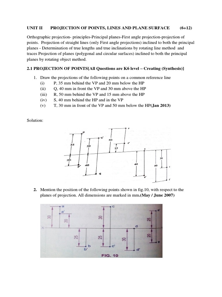 Engg Graphics - UNIT-II Questions & Answers | PDF | Angle | Orbital ...