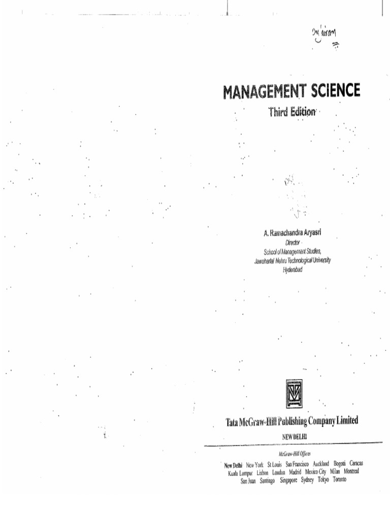 Management Science by Aryasri | PDF