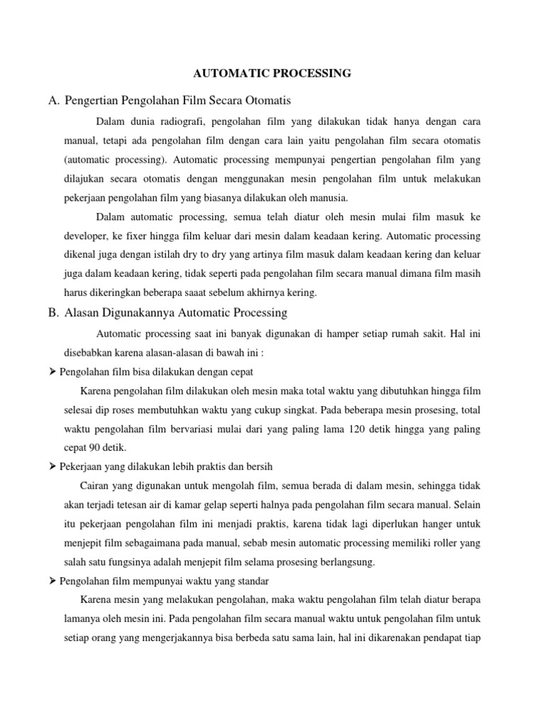 Automatic Processing Film | PDF