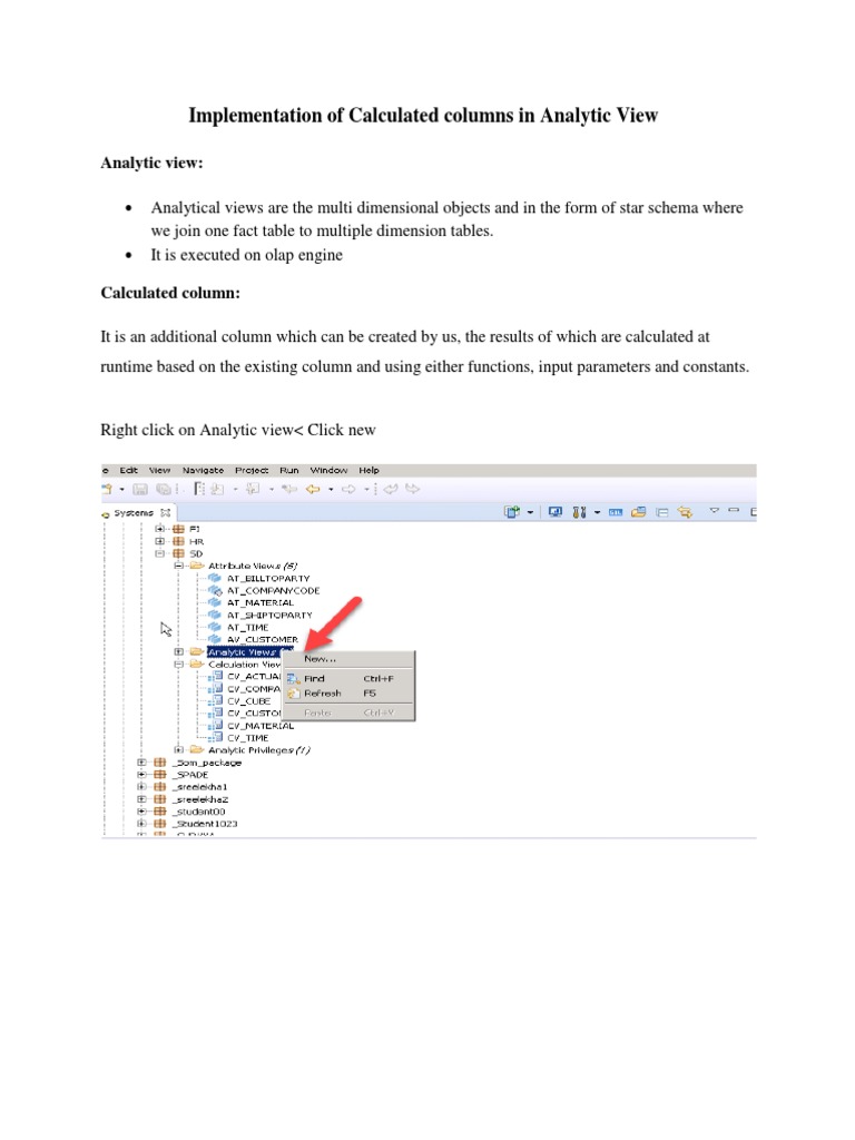 3.implementation of Calculated Columns in Analytic View | PDF ...