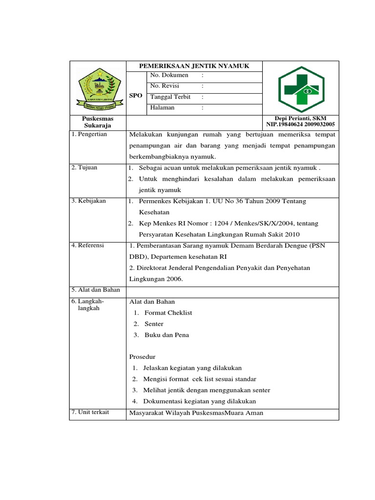 Cara Mengisi Form Pemeriksaan Jentik | PDF