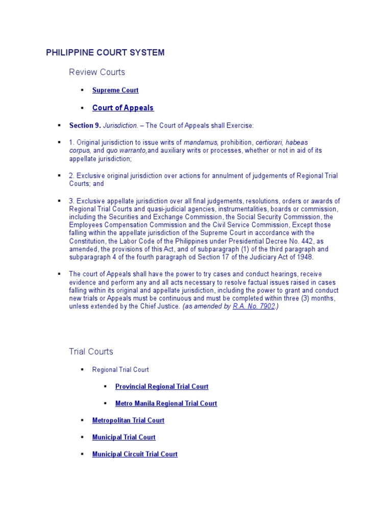 Philippine Court System | PDF