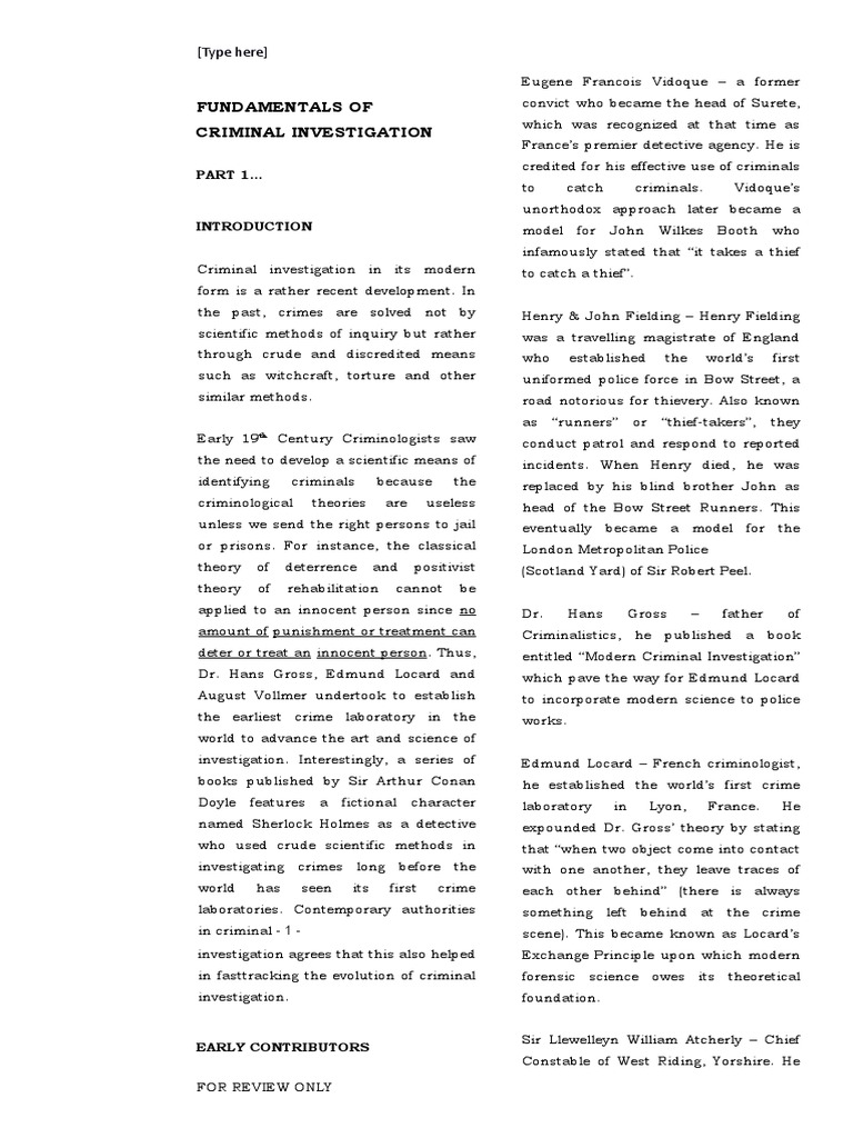 Criminal Investigation Notes | PDF | Forensic Science | Crime Scene