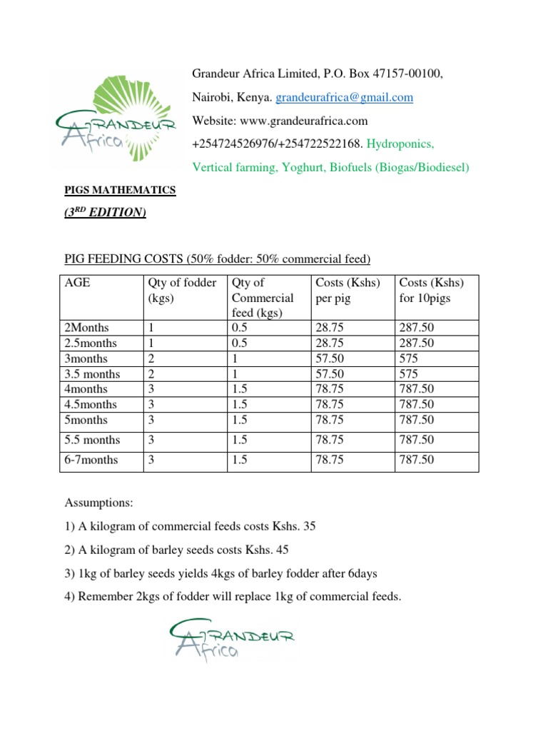 Pig Mathematics, 3rd Edition PDF | PDF | Fodder | Domestic Pig