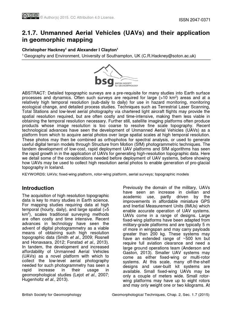 2.1.7. Unmanned Aerial Vehicles (Uavs) and Their Application in ...
