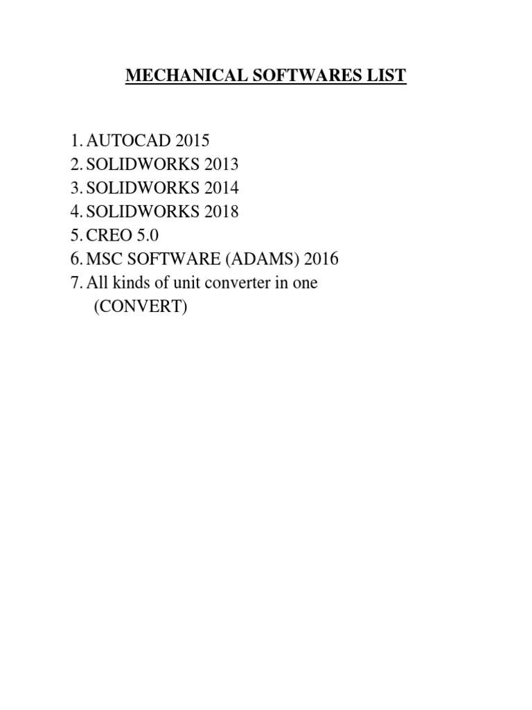 Mech Softwares List | PDF | Computing And Information Technology | Business