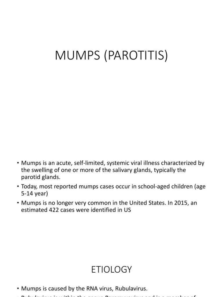 Mumps (Parotitis) | PDF | Diseases And Disorders | Health Sciences