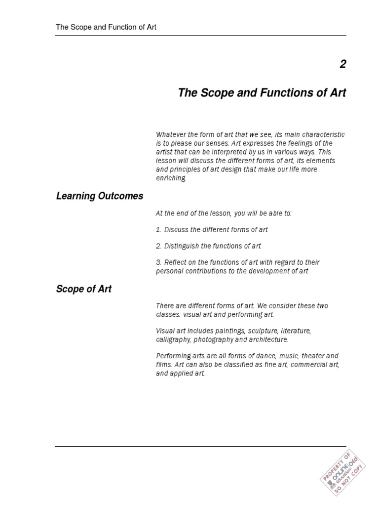 ART02 - Scope and Functions of Art PDF | PDF | Paintings | Aesthetics