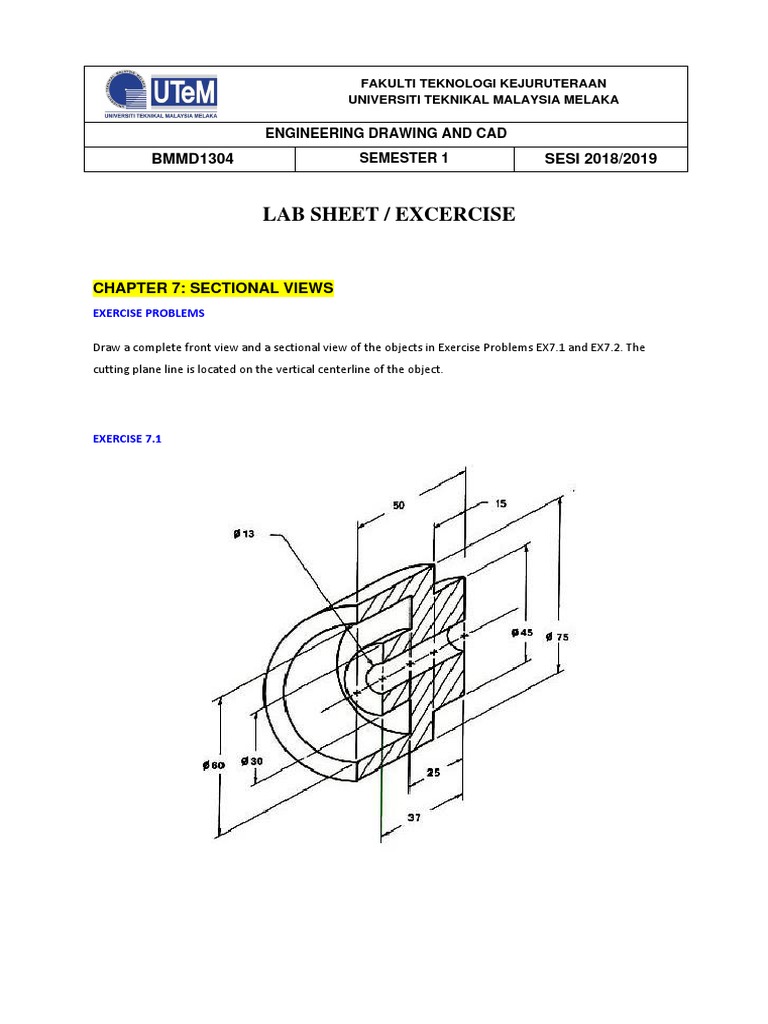 Lab Activity 06 - Sectional View PDF | PDF | Drawing | Communication Design