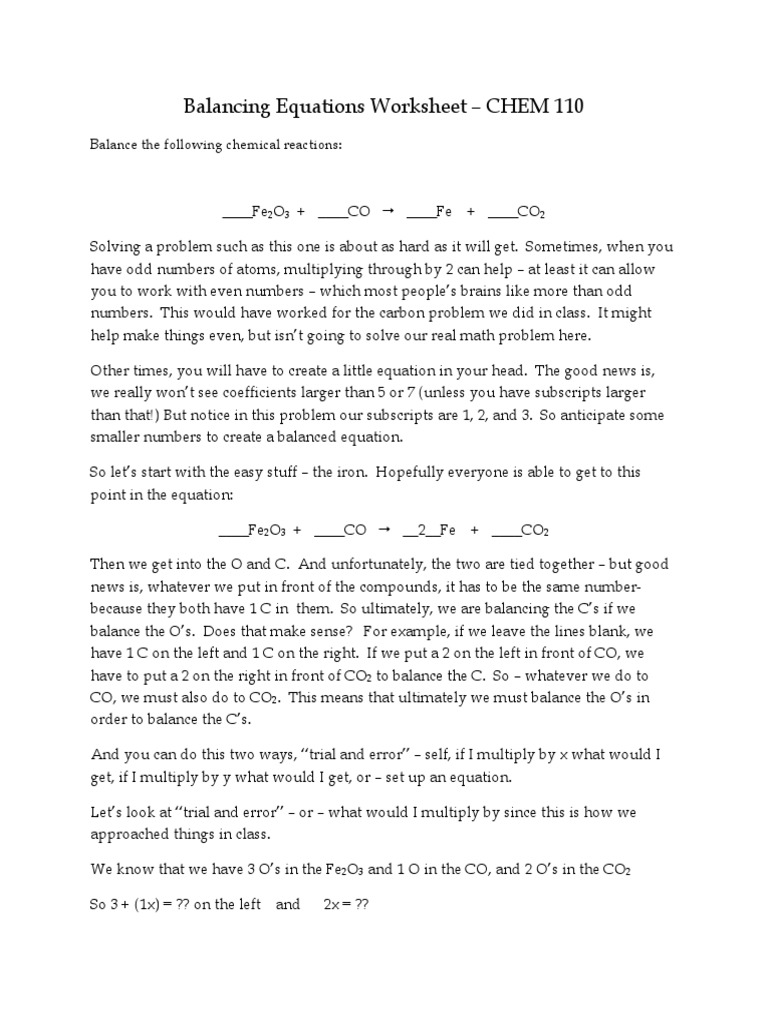 Balancing Chemical Equations Guide | PDF | Carbon | Teaching Mathematics