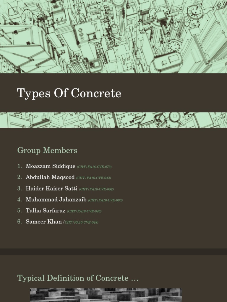 Types of Concrete | PDF | Concrete | Precast Concrete