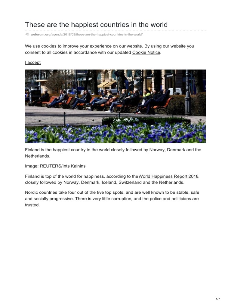 Happiest Countries in the World 2018 | PDF | Quality Of Life | Happiness