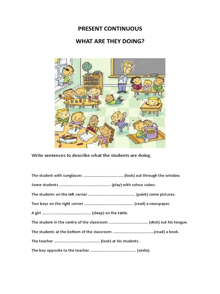 Present Continuous Activity Guide | PDF | Art