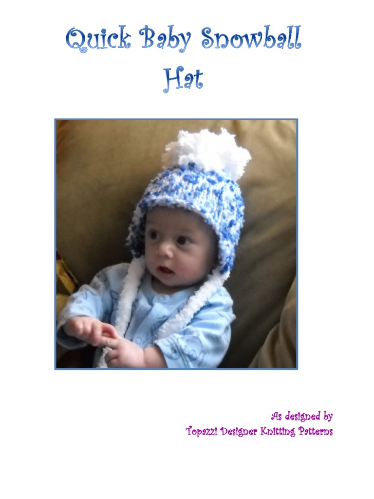 Quick Baby Snowball Hat | PDF | Knitting | Textile Arts