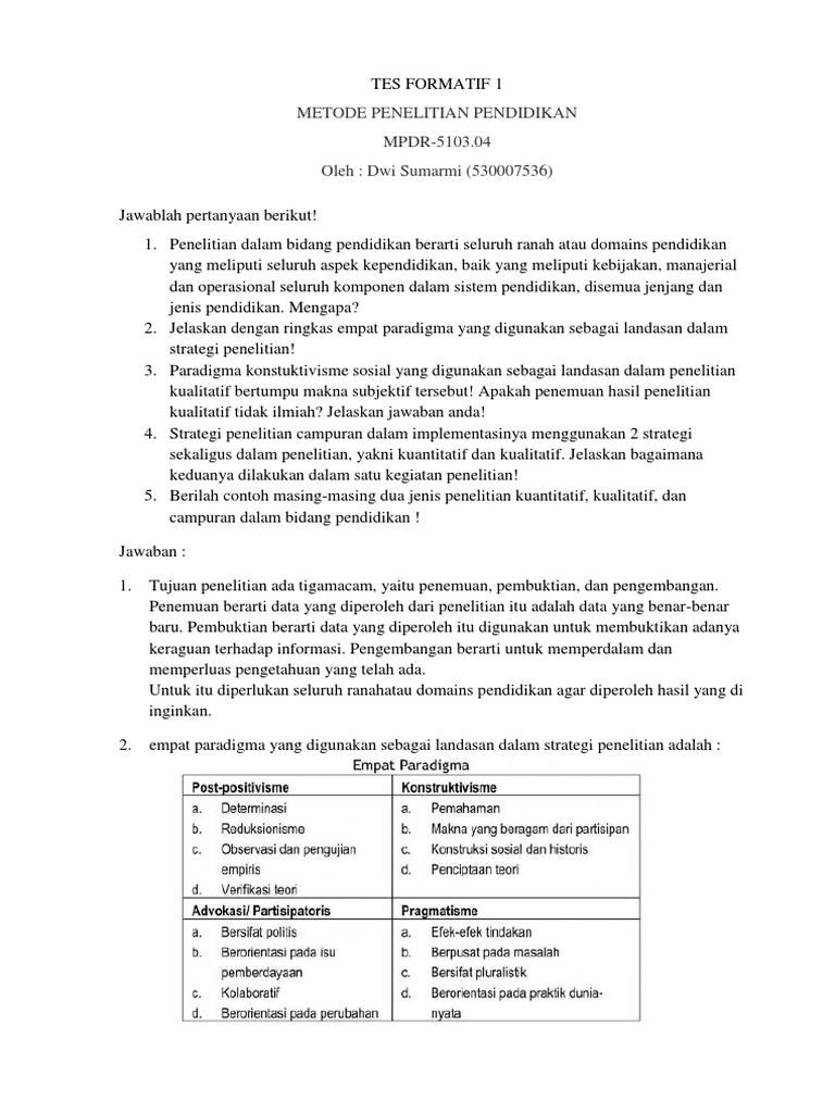 Tes Formatif 1 | PDF | Karier & Perkembangan