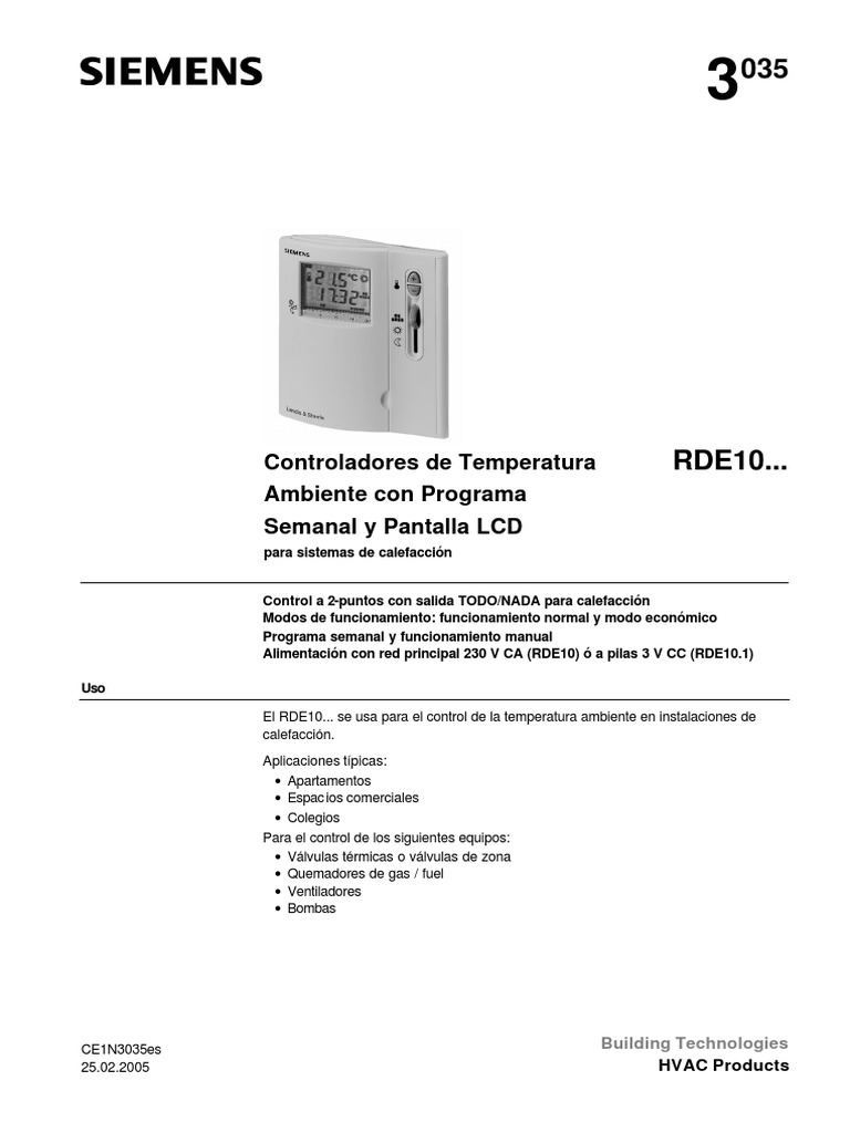 Instrucciones Termostato Siemens | PDF | Caldera | Bienes manufacturados