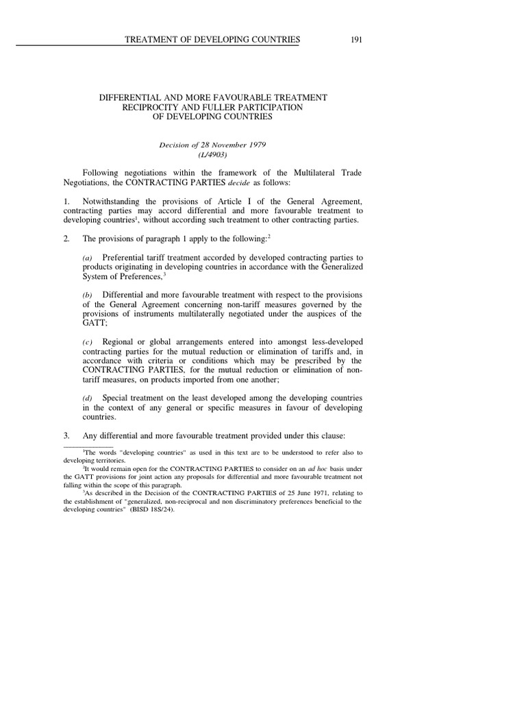 Enabling Clause | Download Free PDF | General Agreement On Tariffs And ...