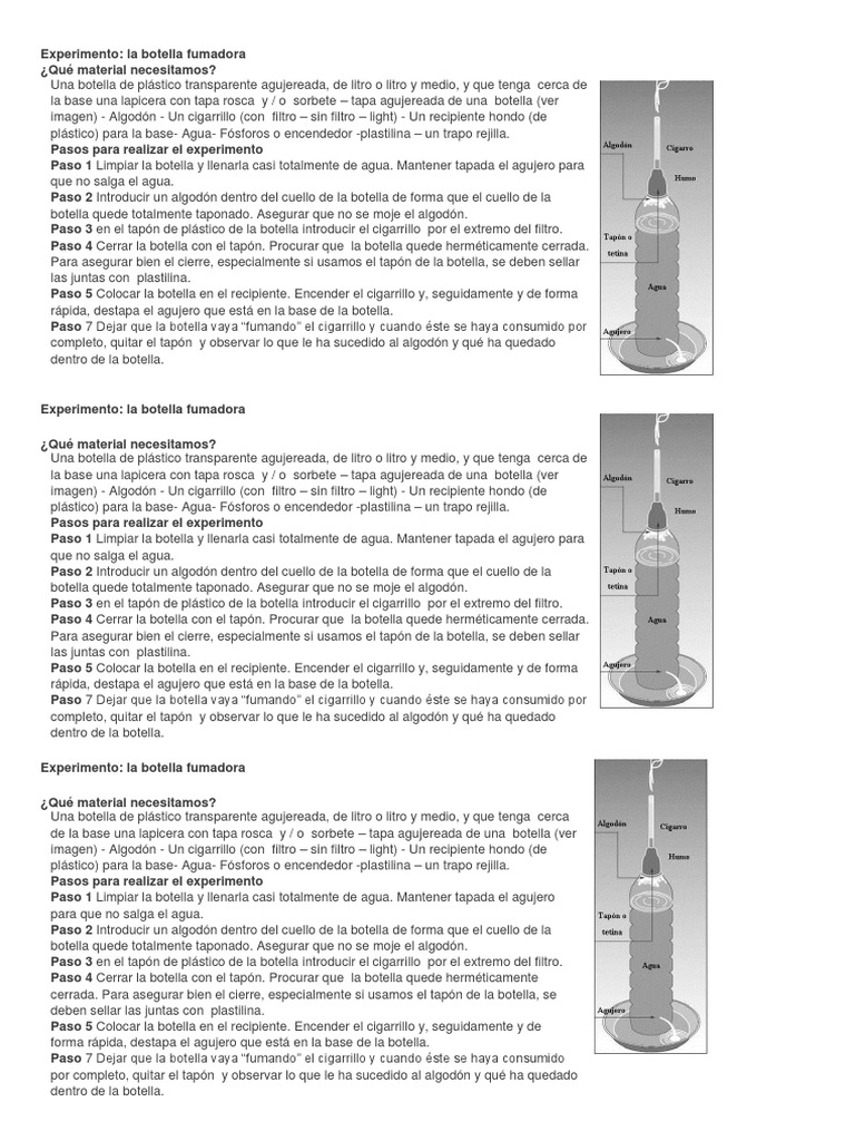 Botella Fumadora Experimento | PDF | Botella | Cigarrillo