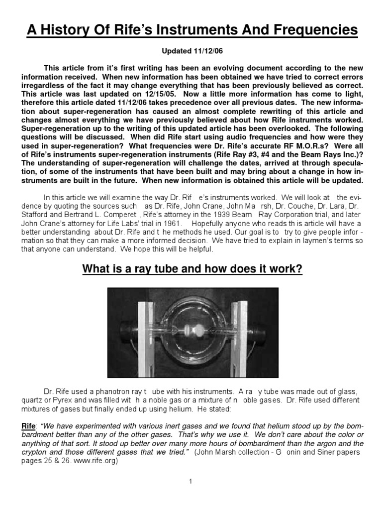A History of Rife's Instruments and Frequencies | PDF | Transmitter | Radio