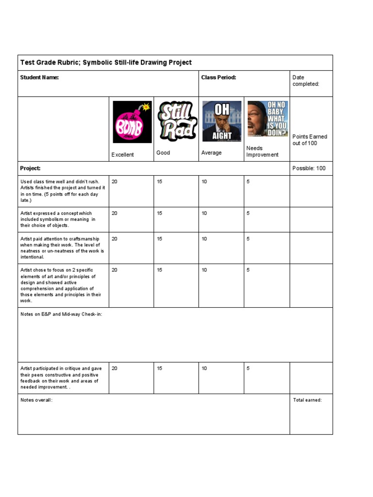 Rubric Still Life | PDF