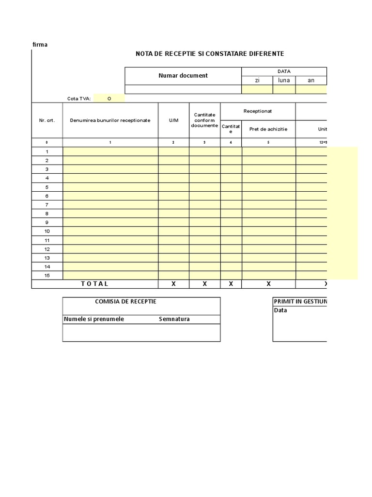 Anexa 9 Model Nota Intrare Receptie | PDF