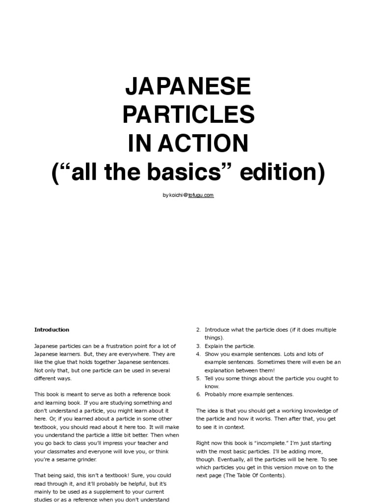 Japanese Particles in Action Basics PDF | PDF | Question | English Language