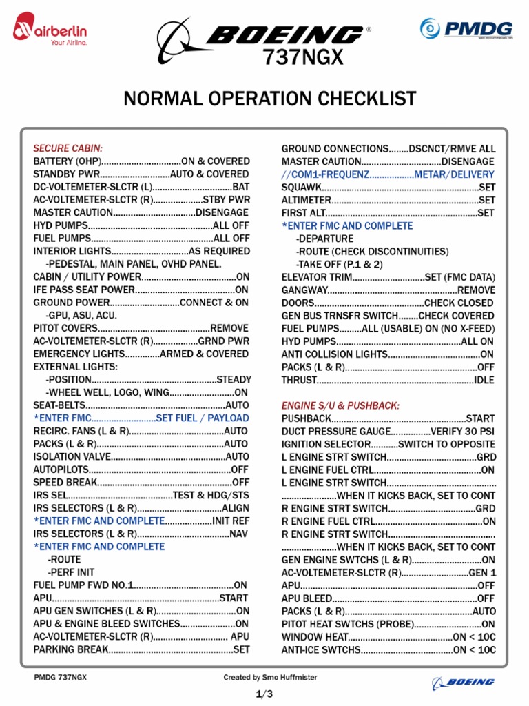 737 Checklist Normal PDF | PDF