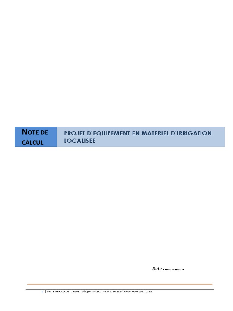 Note de Calcul de Projet IL (MADREF) | Unduh gratis PDF | Irrigation ...