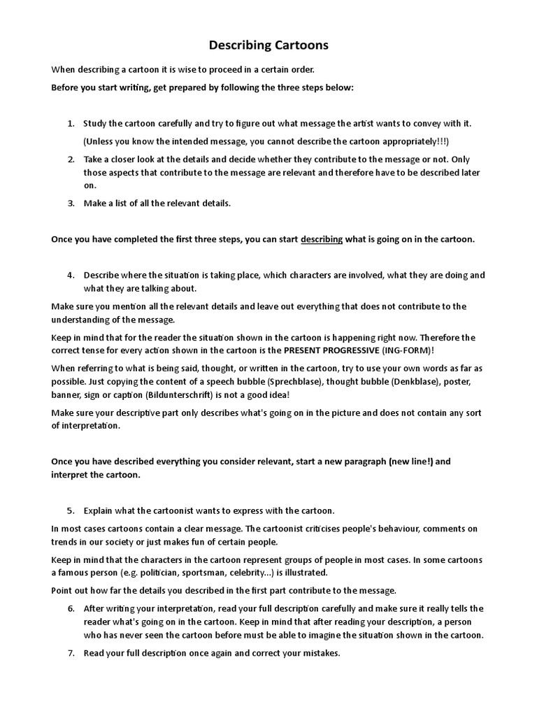 How to Describe Cartoons Effectively | PDF | Cartoon