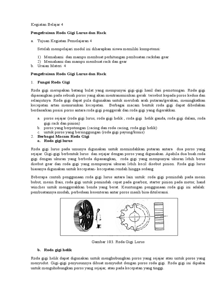 29 Pengepraisan Roda Gigi Lurus Dan Rack | PDF